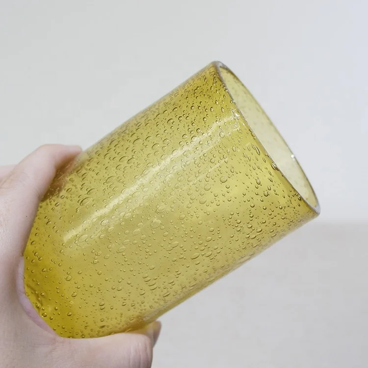 Customized Colored Bubble Glass Cup Juice Glass Cup Water Tea Cup For ...