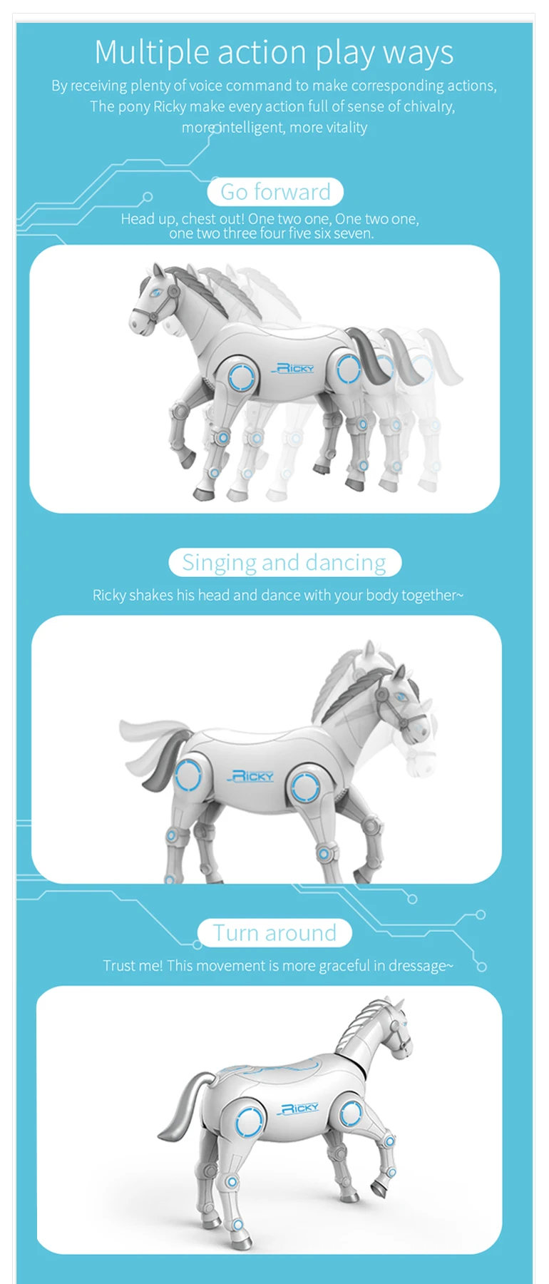 Interactive Walking Infrared Robot RC Animals Toy Horse