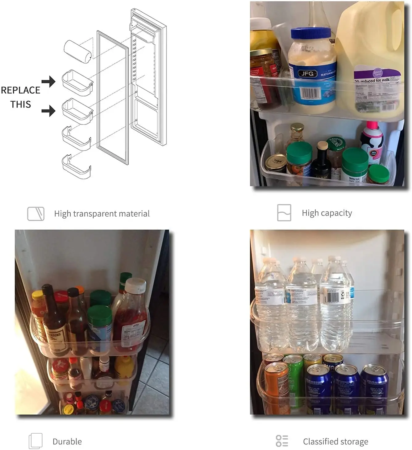 240356402冰箱门侧搁板更换，用于240356401 Ap2549958 Fgus2642lf2 Ps430122 ...