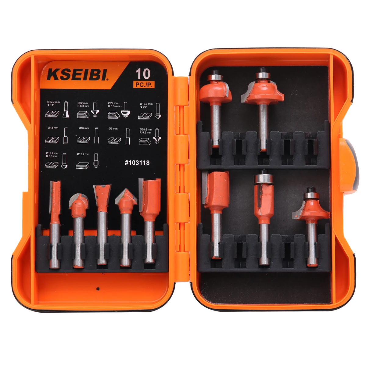 KSEIBI Router Bit Set 10-PC - High Speed Steel Cutters