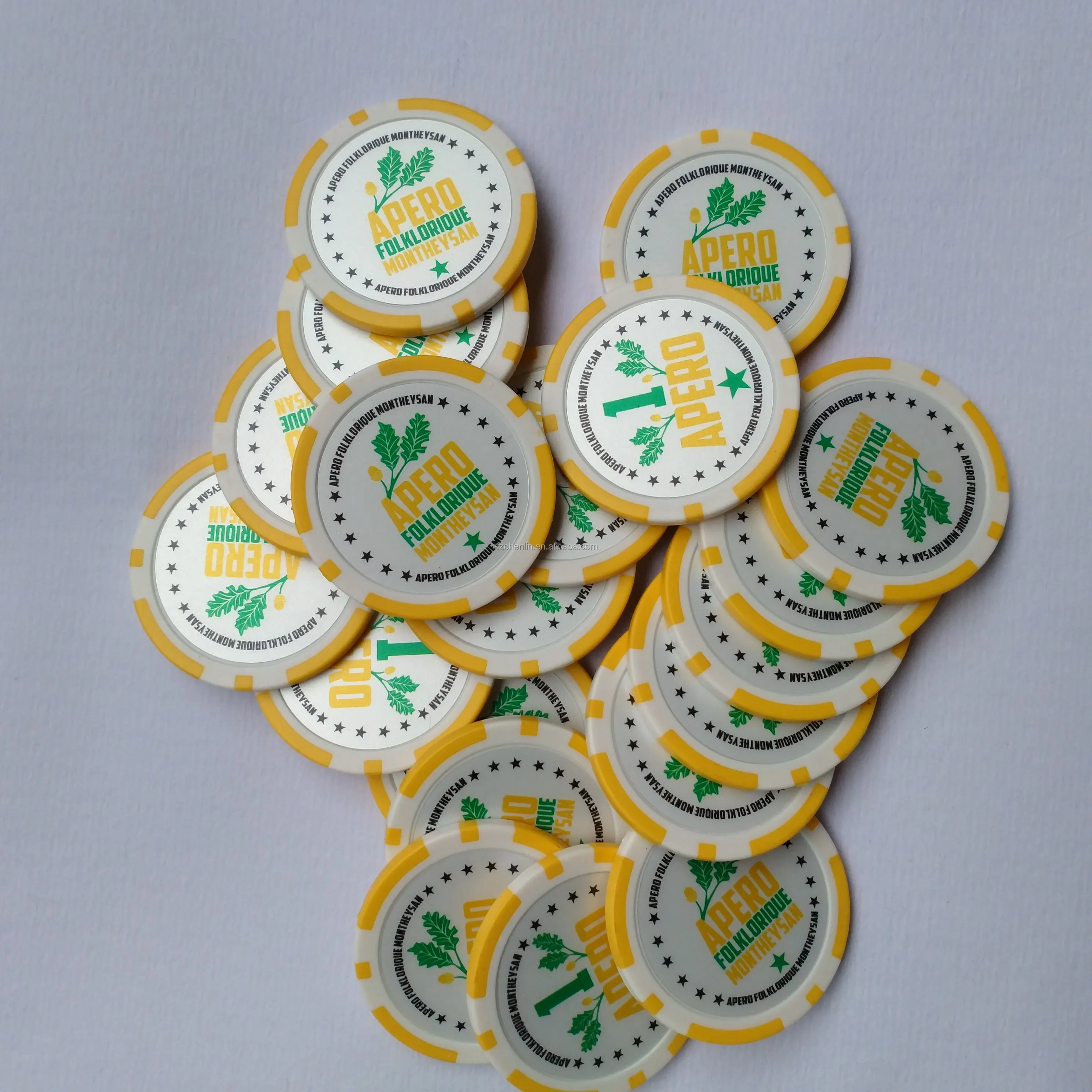 31.7mm White Stickers INLAY Blank 11.5G Poker Chips Wholesale