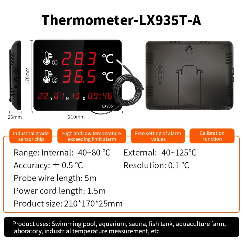 Industrial Grade Dual Temperature Measurement Thermometer Bath Sauna ...