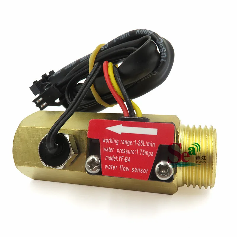 G1/2 Male To Female Pipe Brass Flow Sensor + Temperature Measurement ...