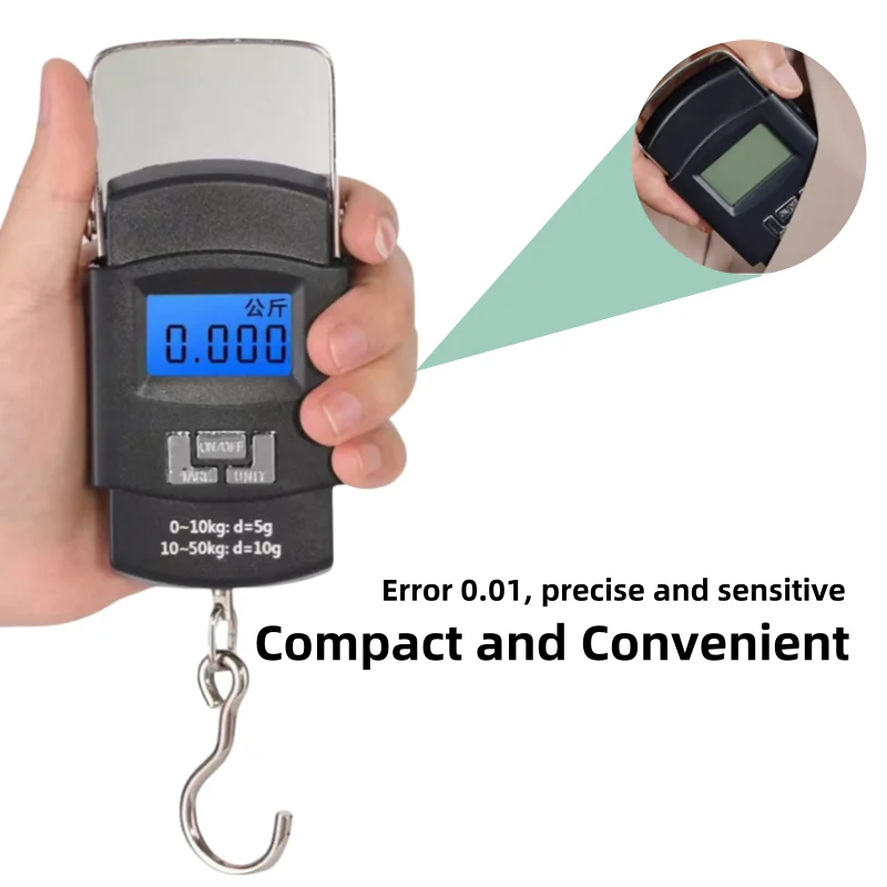 50kg Black Digital Weighing Scale Accuracy Measuring Scale with Hook ...