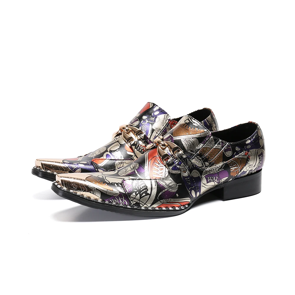 NA321 Handmade Rock Mens Shoes - Metal Pointed Toe Gold