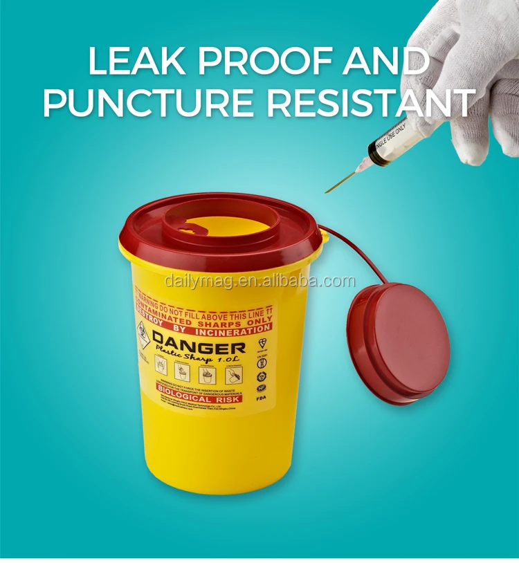 Un3291 Plastic Recycling Medical 1l Round Sharps Disposal Container ...