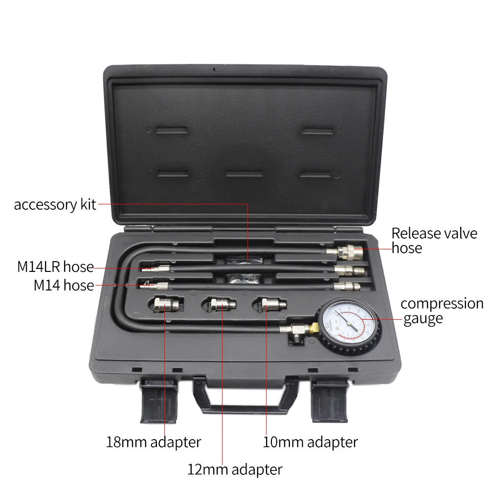MD2506 Engine Cylinder Pressure Tester Kit Compression Gauge Cylinder ...