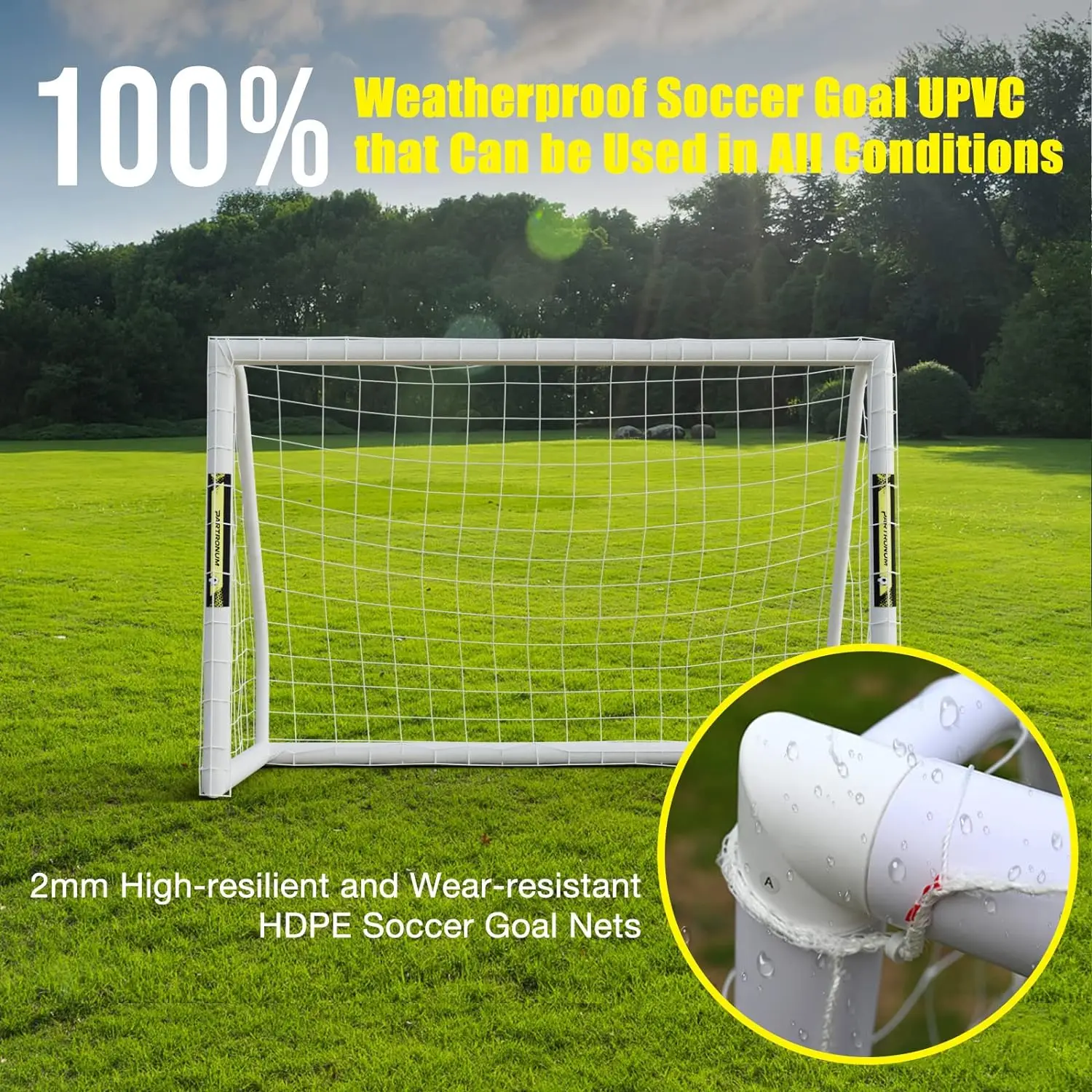Portable 8x6FT Full Size Soccer Goal with HPVC Frame and Carry Bag for ...