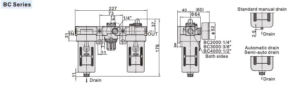 气源处理单元 Airtac 气动三联件 Bc3000 Bc4000 - Buy Airtac Bc3000，airtac Frl，bc4000 ...