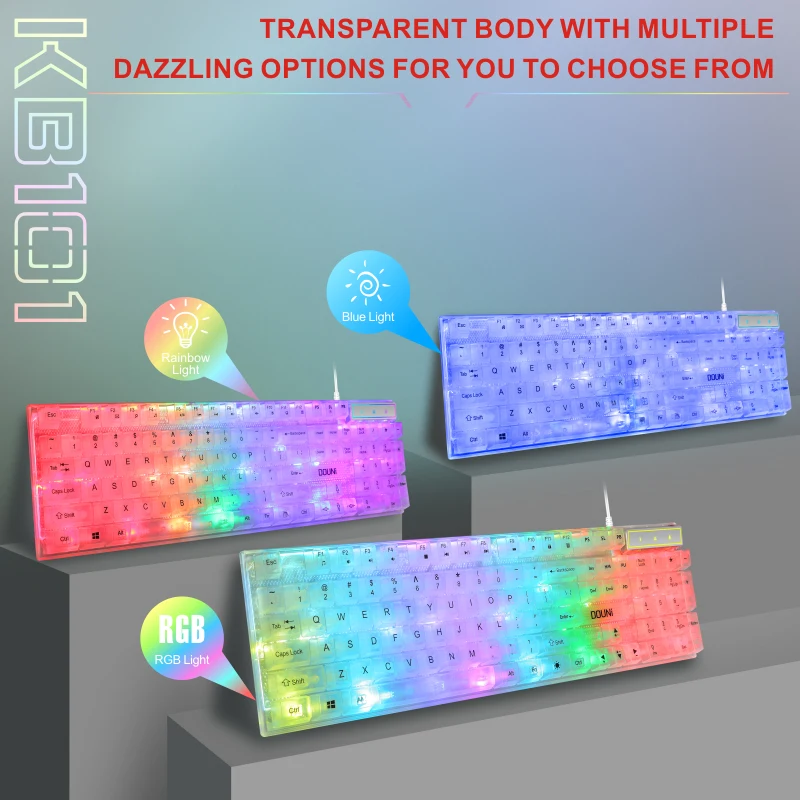 Customizable Douni KB101 RGB Keyboard - Gaming & Multimedia