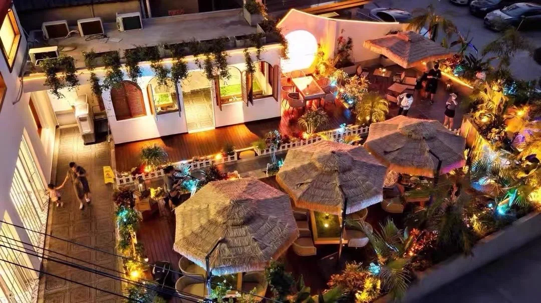 Outdoor Courtyard Thatched Umbrella Simulation Straw Outdoor Homestay ...