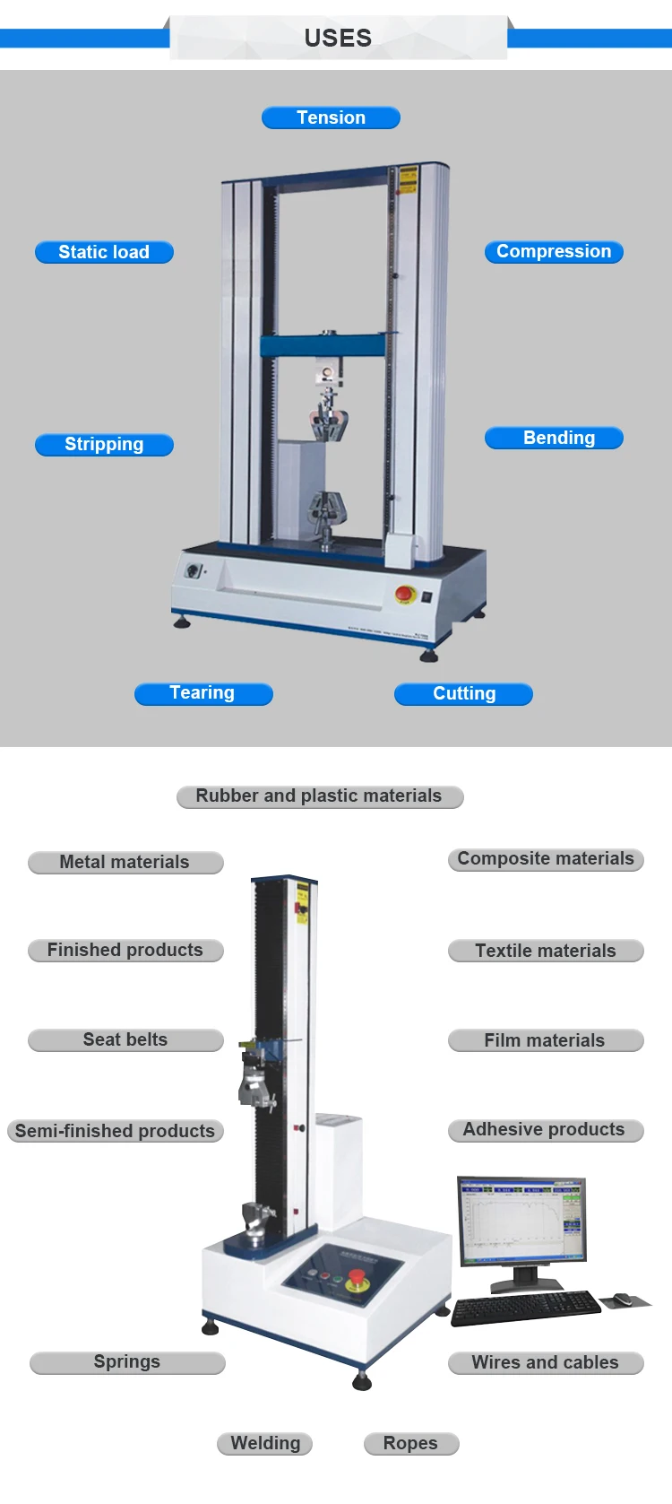 Lab Universal Stretching Tensile Testing/ Strength Measurement Testing ...