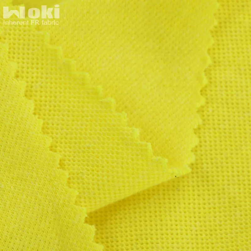 Flame Retardant Modacrylic/cotton High Vis Yellow Pique Fabric 240gsm ...