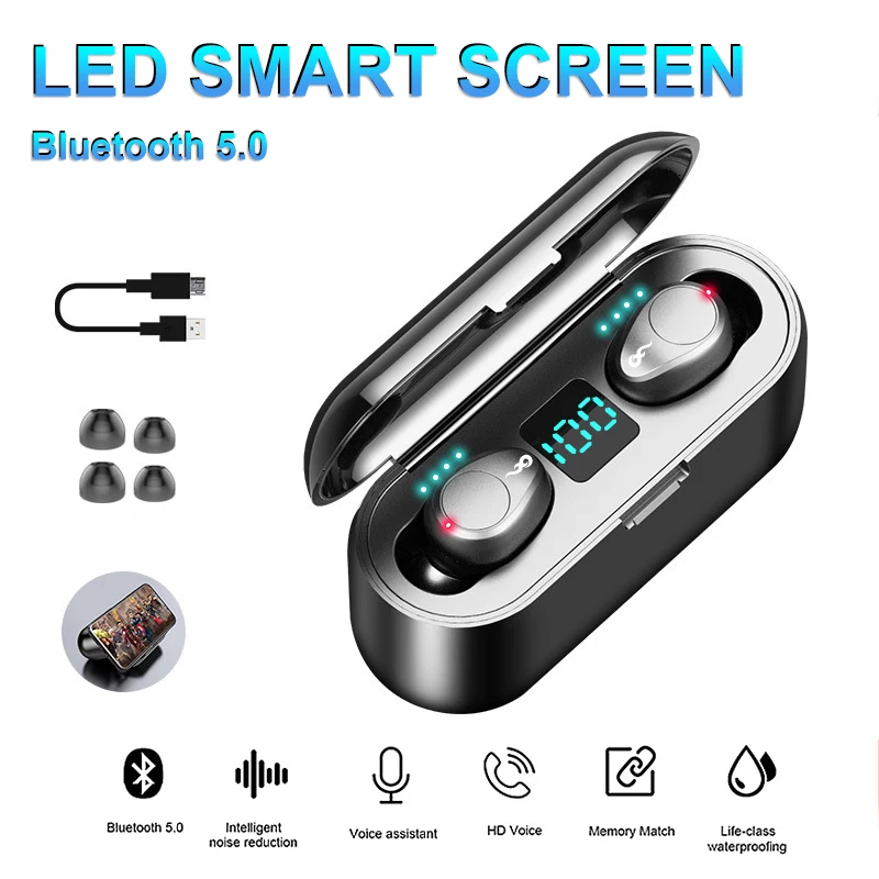 F9 Wireless V5.0 Bluetooth Earphone Hd Stereo Headphone Sports ...