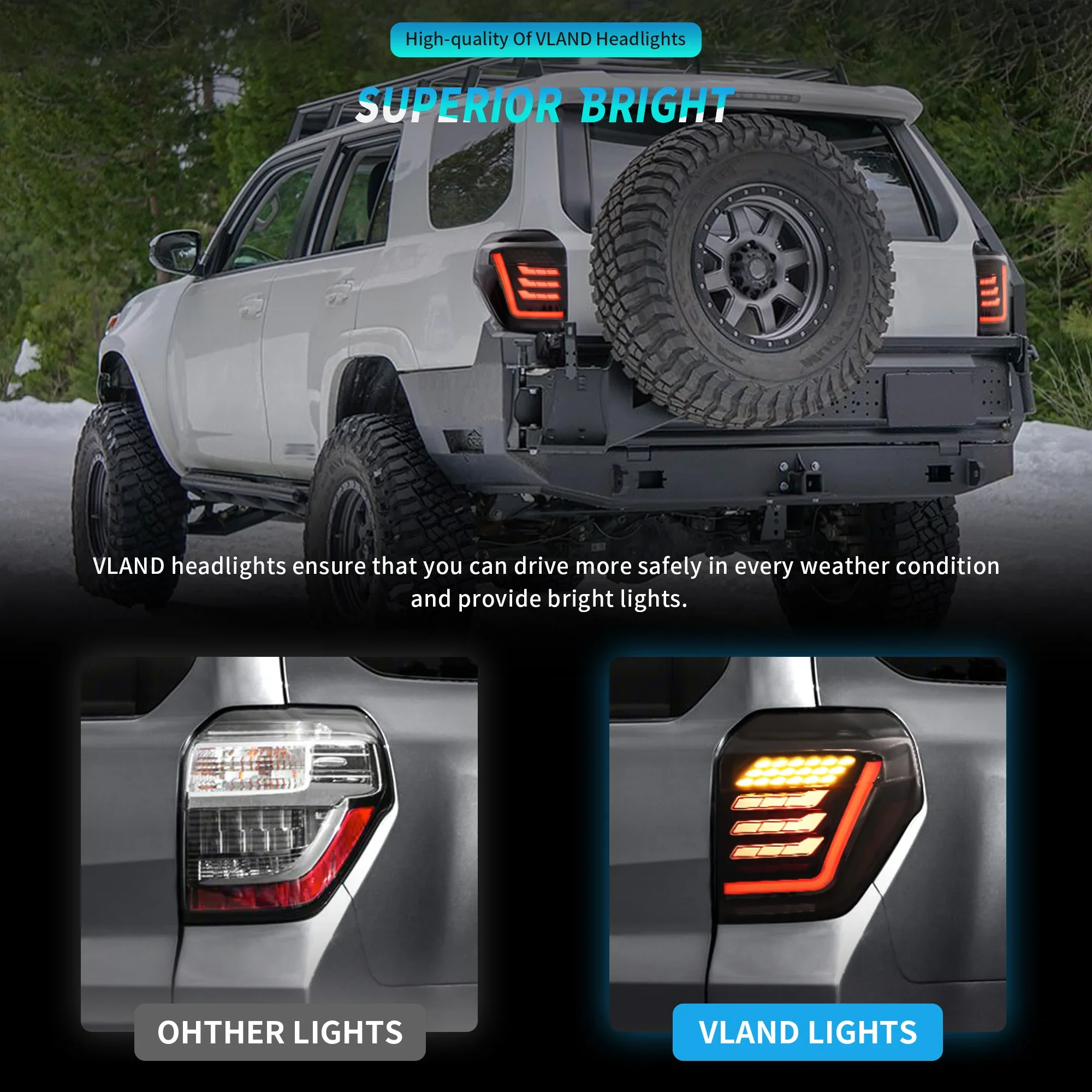 VLAND Full LED Tail Lights for Toyota 4runner 2014-2023