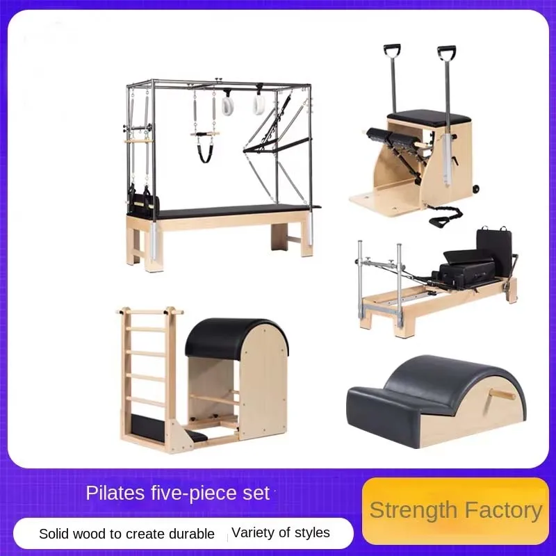 Five-Piece Maple Wood Pilates Reformer Training Equipment Sliding Bed ...
