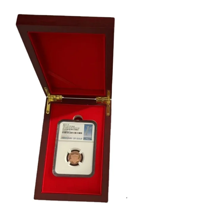 Single NGC PCGS Coin Slabs Packing Box - Wooden Coin Box