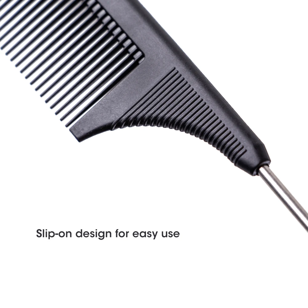 Heat Resistant Anti-static Carbon Pin Tail Comb Hairdressing Steel Rat ...