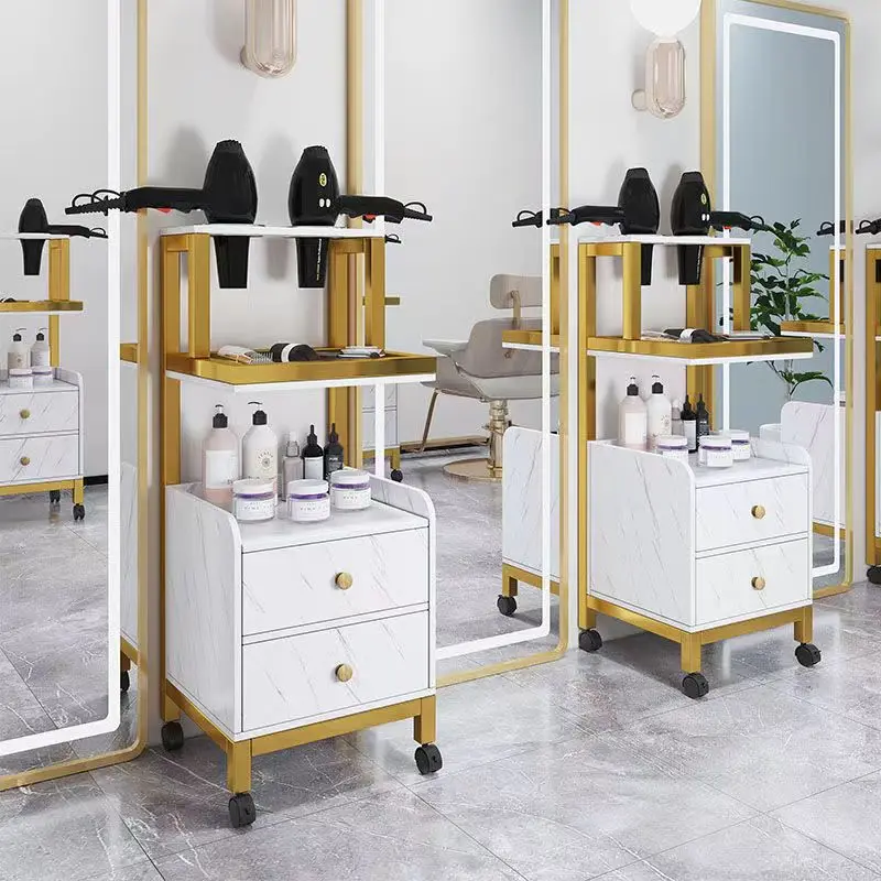 Stylish Gold SPA Salon Furniture Trolley - Beauty Tool Cart