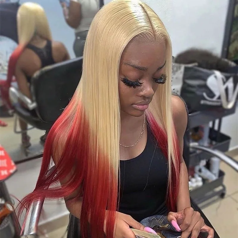 Fashion New Blonde Ombre Wigs 613 Blue Two Tone Colored Lace Wigs ...