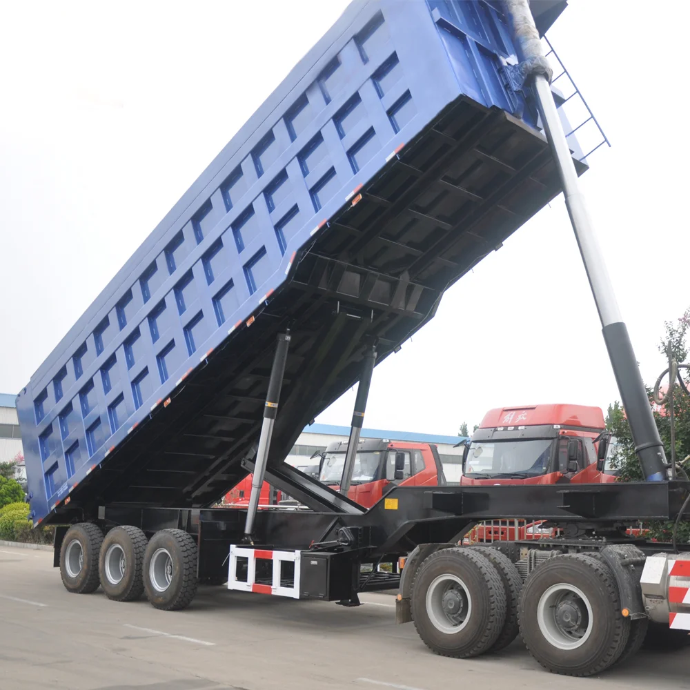 Heavy Duty Hydraulic Tri Axle 60/80 Tons U Shaped Rear Dump Truck Semi ...