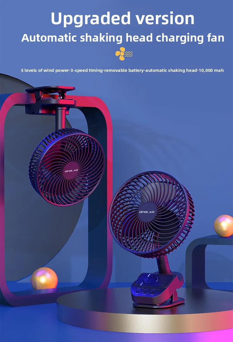 8-Inch USB Clip Fan Silent Small Plastic Fan Three Wind Levels for ...
