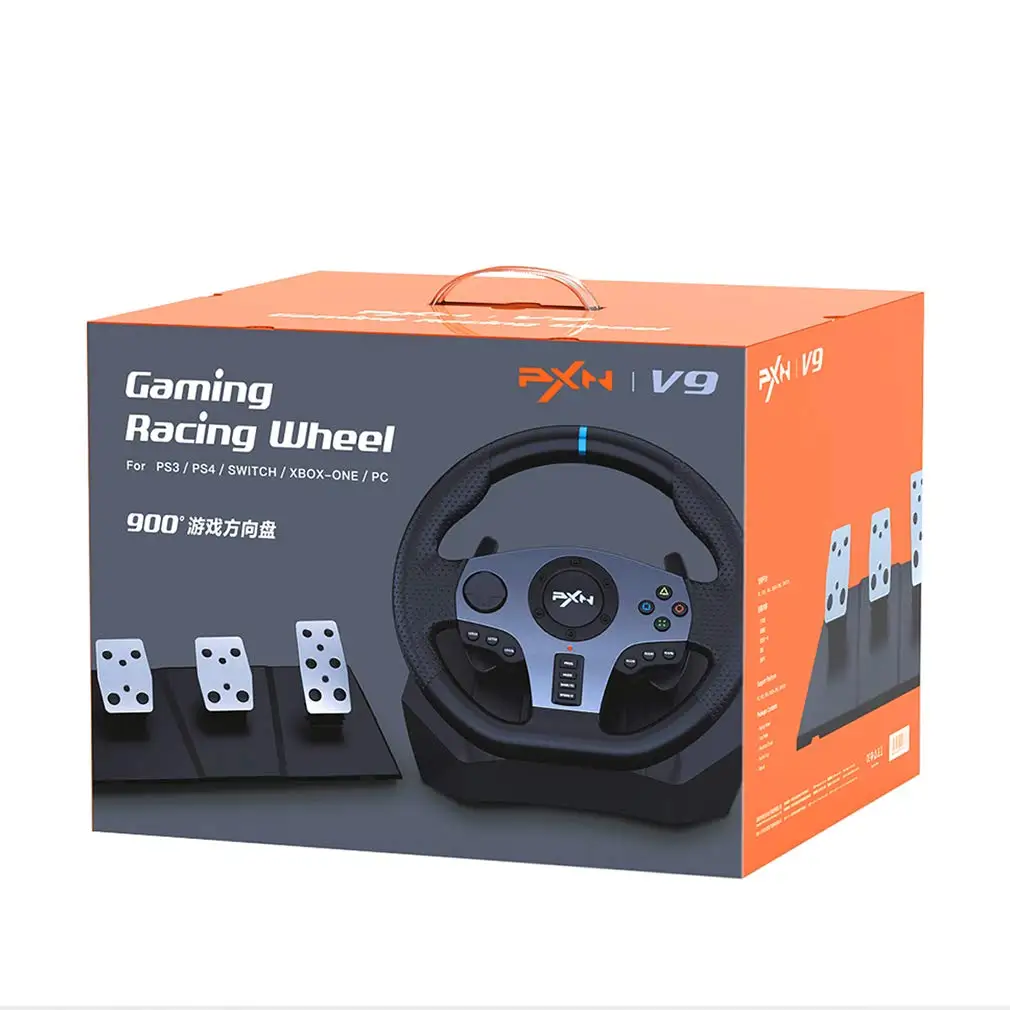 PXN V9 Wired Steering Wheel with Dual Motor Feedback for X-box & PC