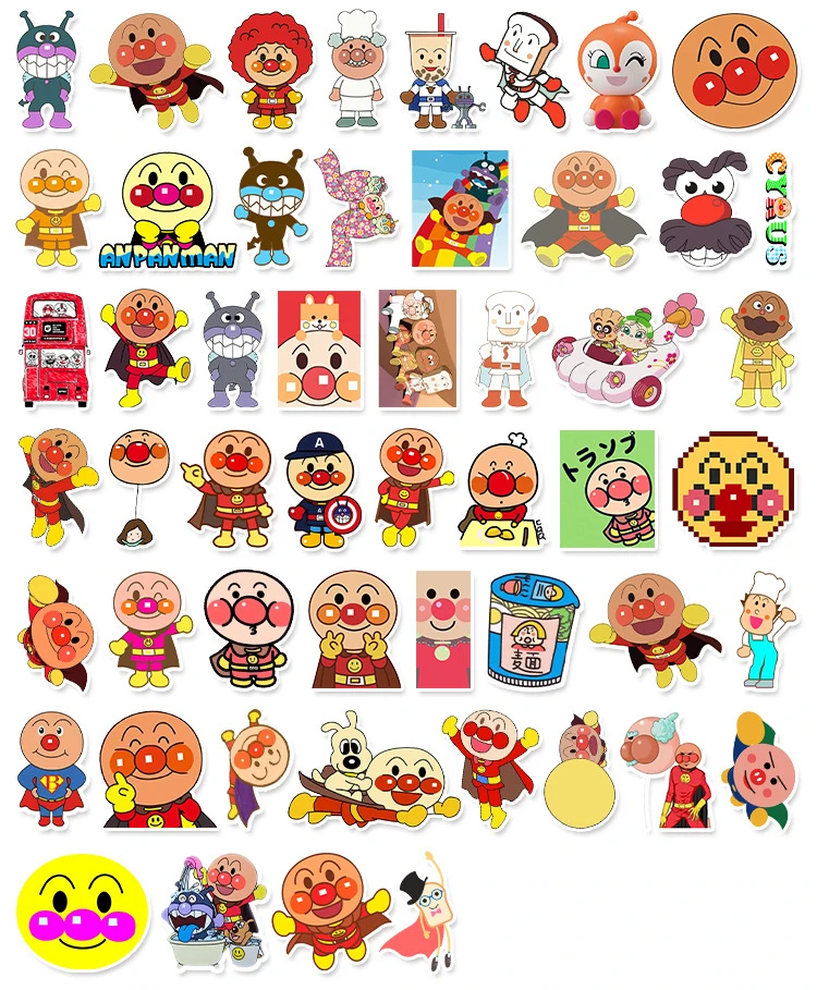 52pcs Japanese Anime Anpanman Graffiti Stickers for Decor