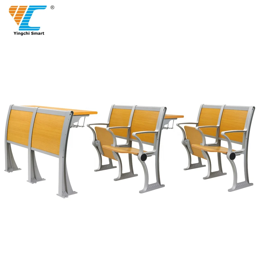 New Foldable Plywood University Lecture Hall Desks and Chairs College ...