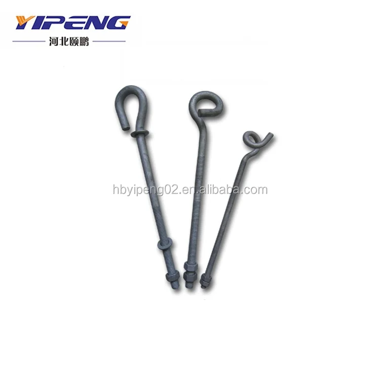 HDG Pigtail Bolt - Forged Hook Bolt for Pole Line Hardware
