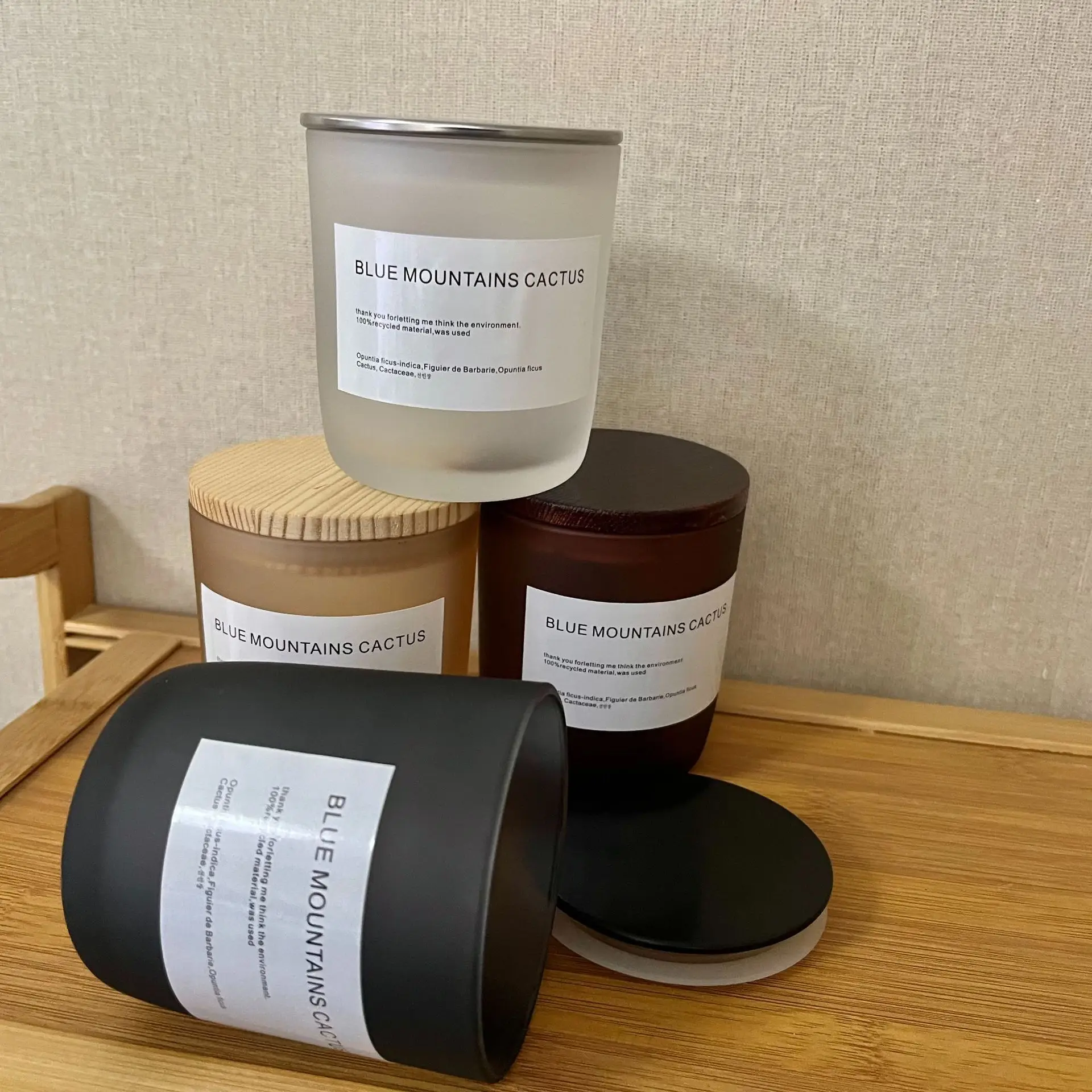 Bamboo Lid Nordic Decorative Candle Jar - Custom Colors