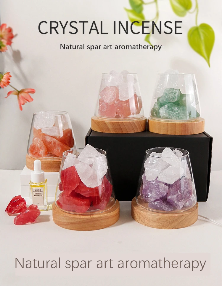 Aromatherapy Stone Crystal Lamp Aromatherapy Essential Oil Flameless ...