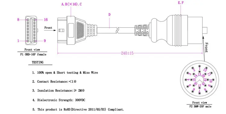 Automotive Different Colors J1962 16 Pin Obd Obd2 Connector - Buy Obd2 ...