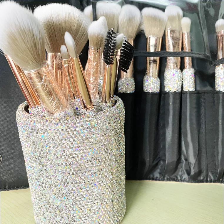 12 Pcs Hot Sale Rhinestone Makeup Brushes Diamond Soft Bristles Bling ...