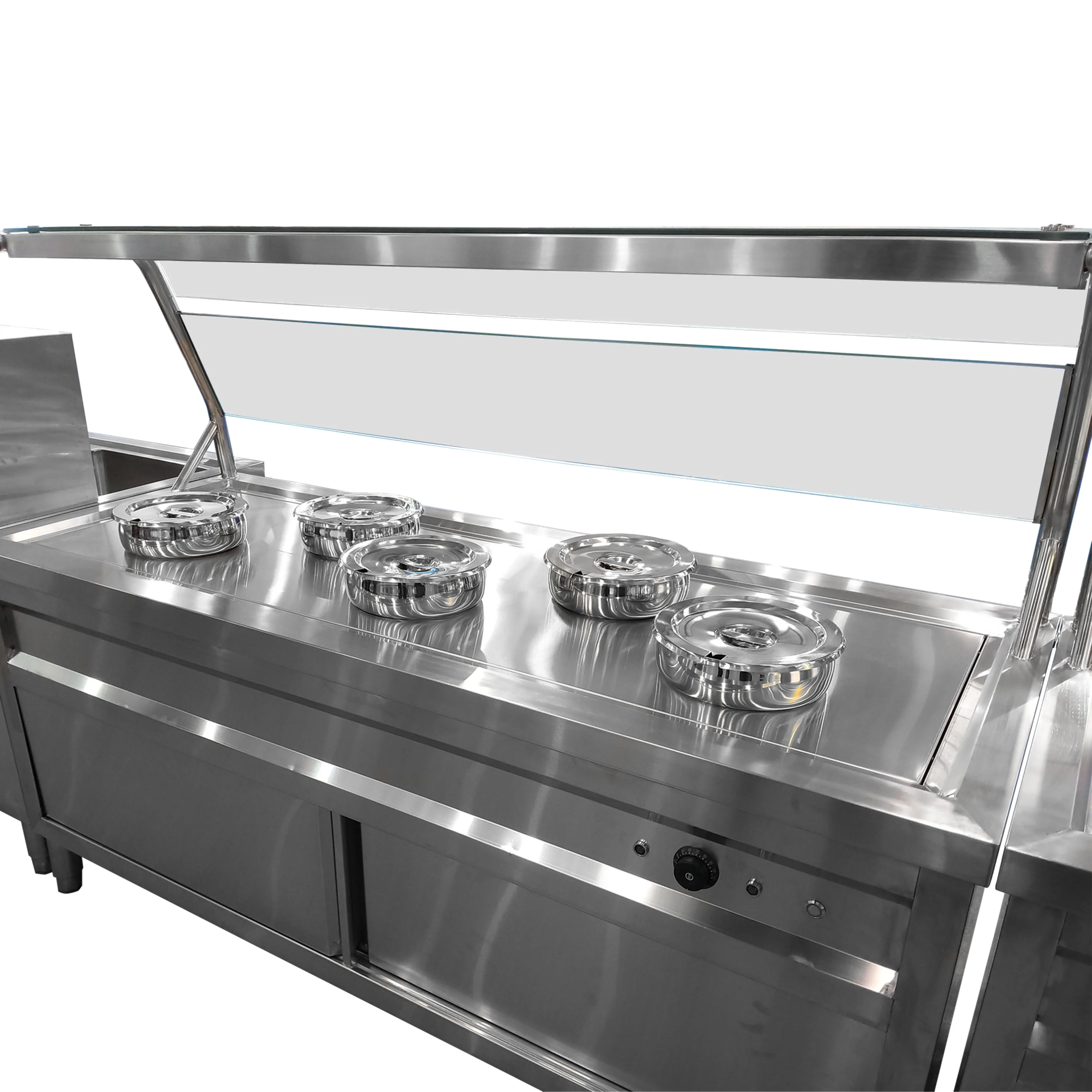 Stainless Steel Buffet Food Warmer Steam Table Cabinet With Glass Cover ...