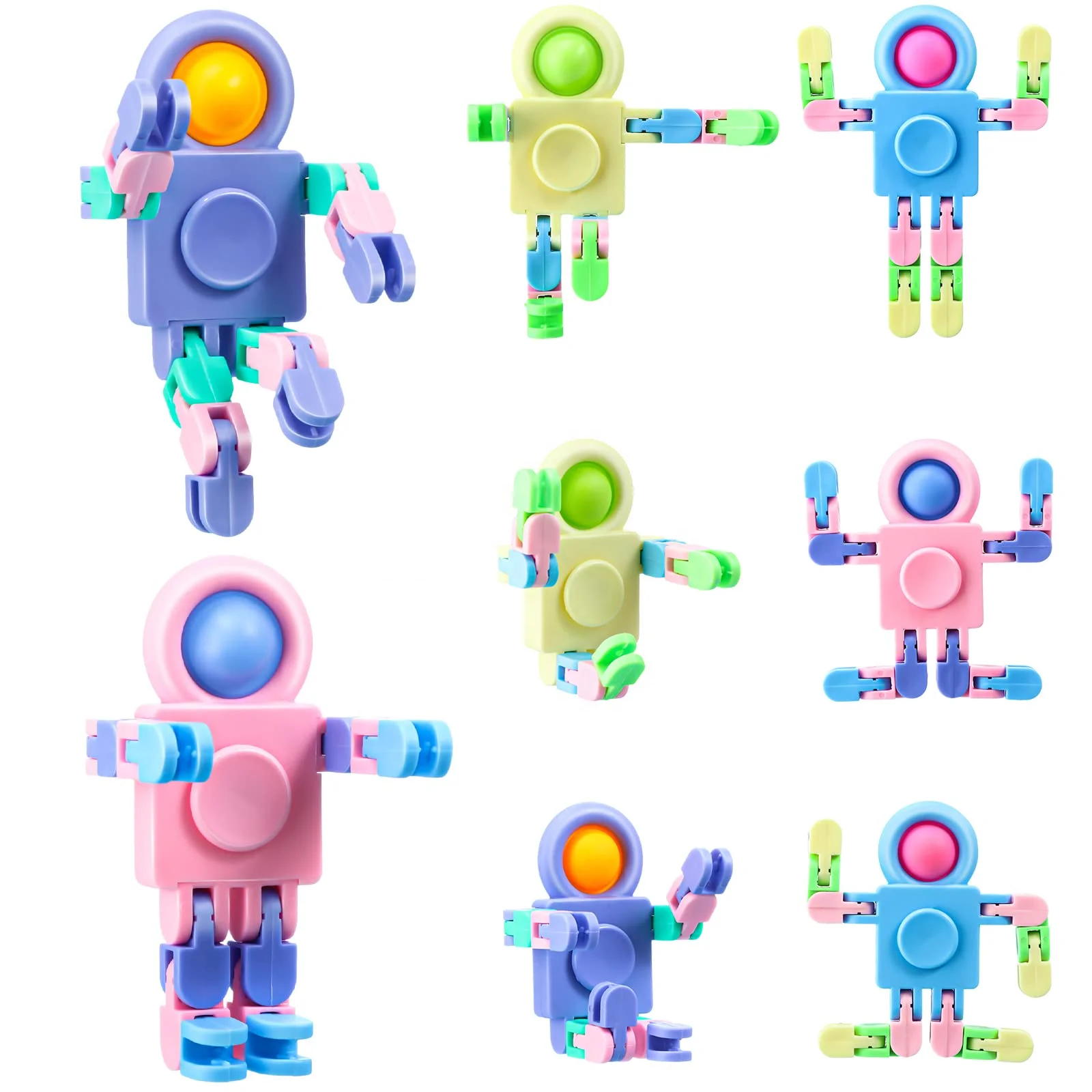 Hot Sale Fidget Sensory Simple Dimple Toys Transformable Chain Robot ...