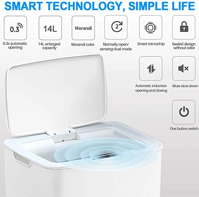 14L Smart Sensor Trash Can - Touchless & Induction Type