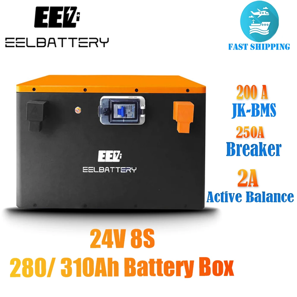 EEL 24V Lifepo4 Battery DIY Case with JK 200A BMS for Solar