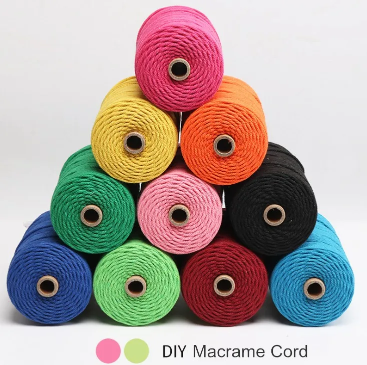 Wholesale 4-strand 3mm Multiple Colored Twisted Macrame Cotton Craft ...