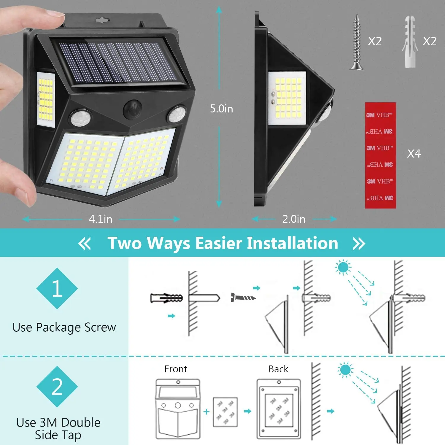 160leds Solar Wide Angle Sensor Pir Dim Wall Lights 3w 300lm Security ...