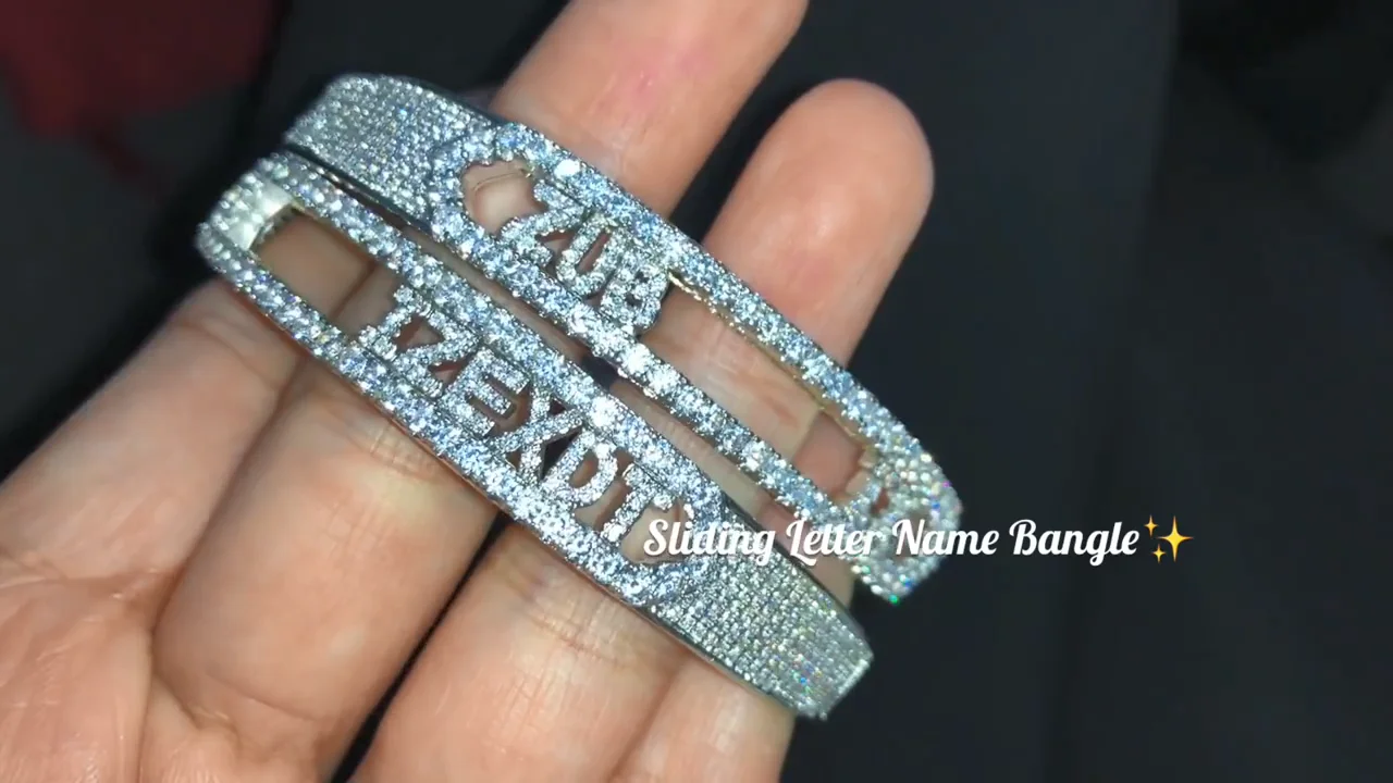 Personalized Sliding Letters Bangles 26 Alphabet Initial Moving Letter ...
