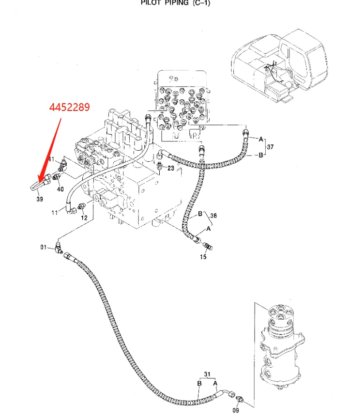 Original Excavator Spare Parts Pilot Tube 4452289 For Zx110 Zx120 Zx130 ...