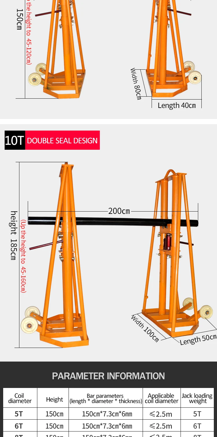 5-12ton Hydraulic Cable Reel Drum Jack Stand For Large Cable Tray Wire ...