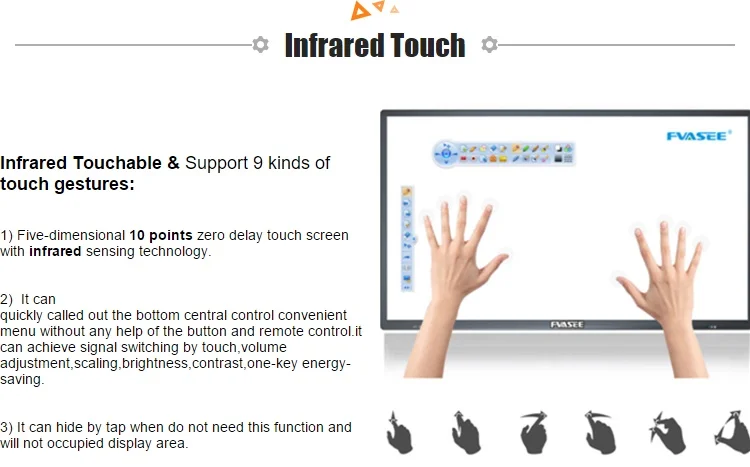 75" Smart Digital Writing Drawing Board Portable Multi-language ...