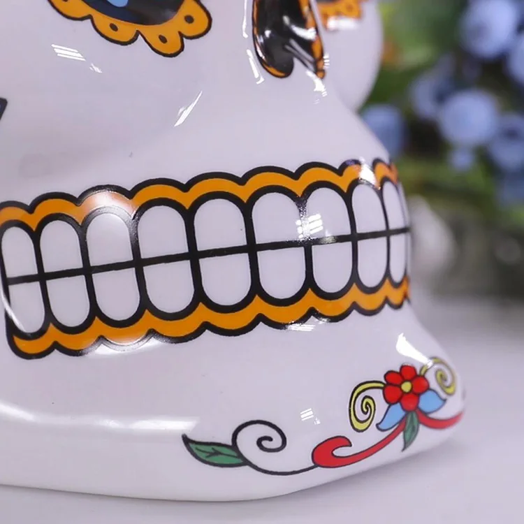 Unique White 3d Skull Halloween Ceramic Mug Mug Large Capacity Creative ...