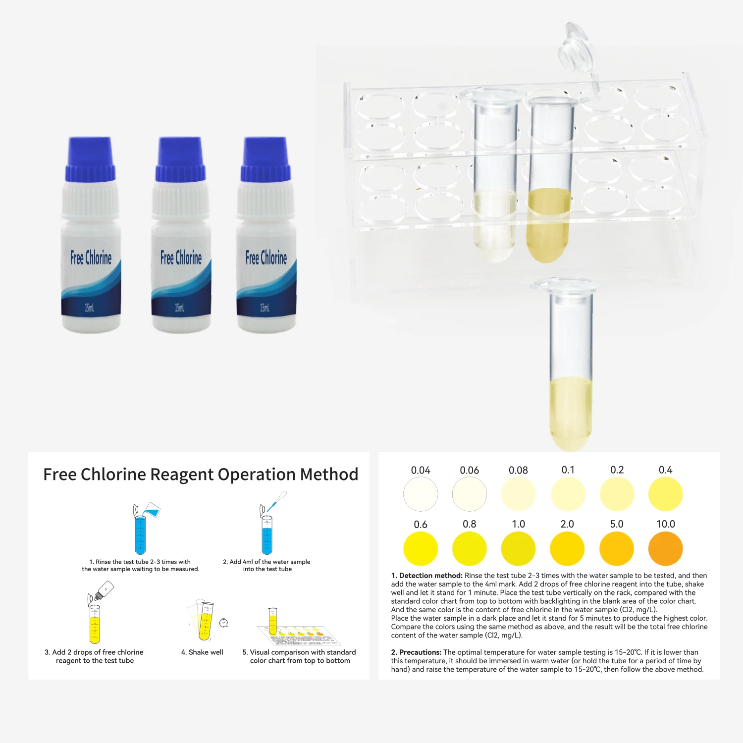 Free Chlorine Test Kit And High Concentration Test Kit Chlorine Water ...