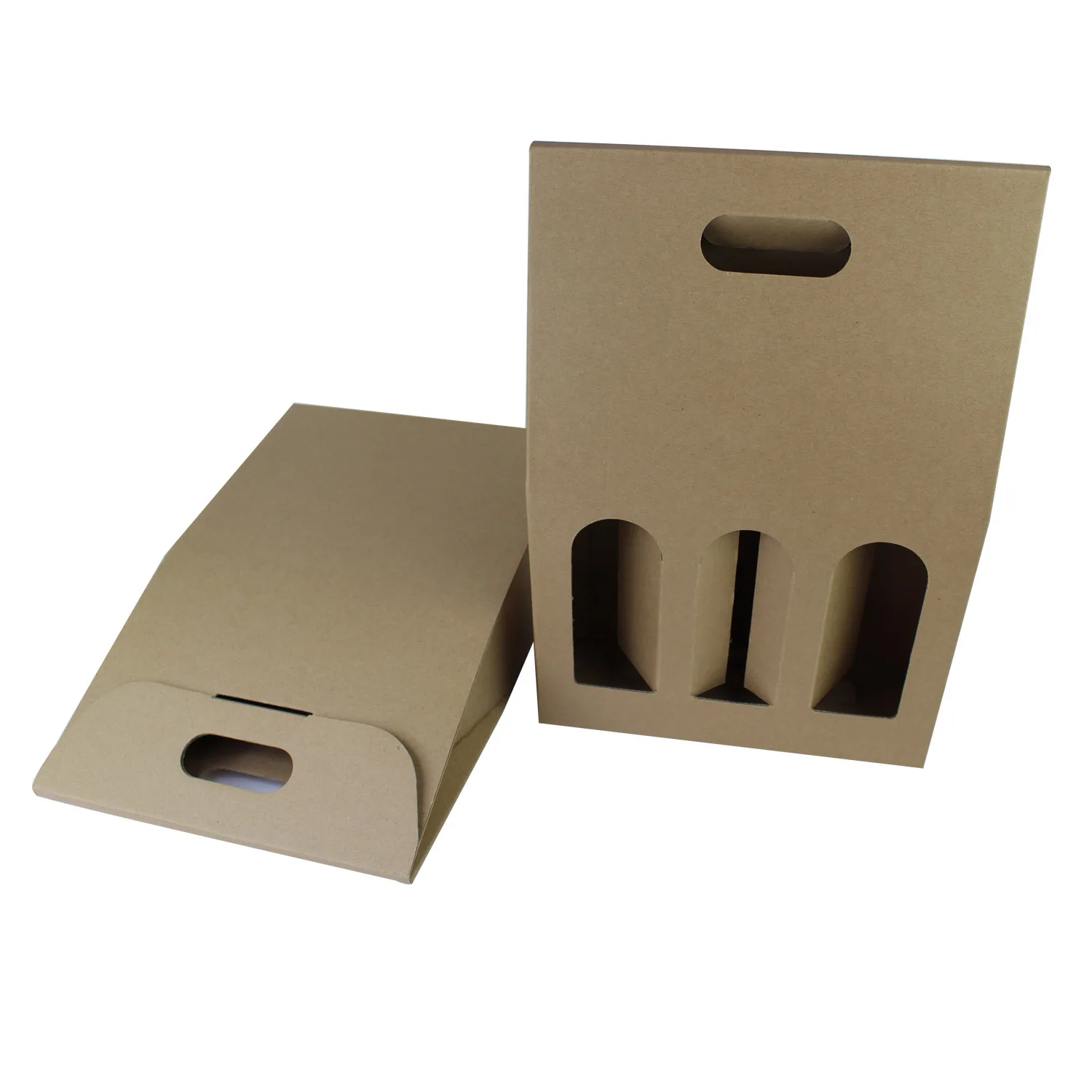 Tote Carrying Three Bottle Storage Corrugated Cardboard Wine Box