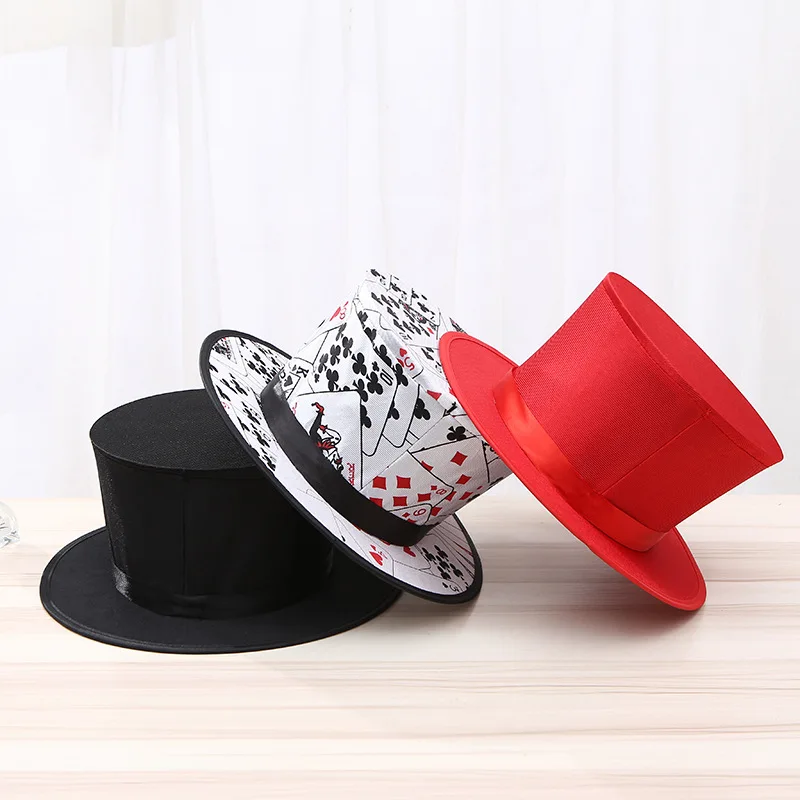Folding Top Hat Magician Black Collapsible Top Hat Spring Magic Trick ...