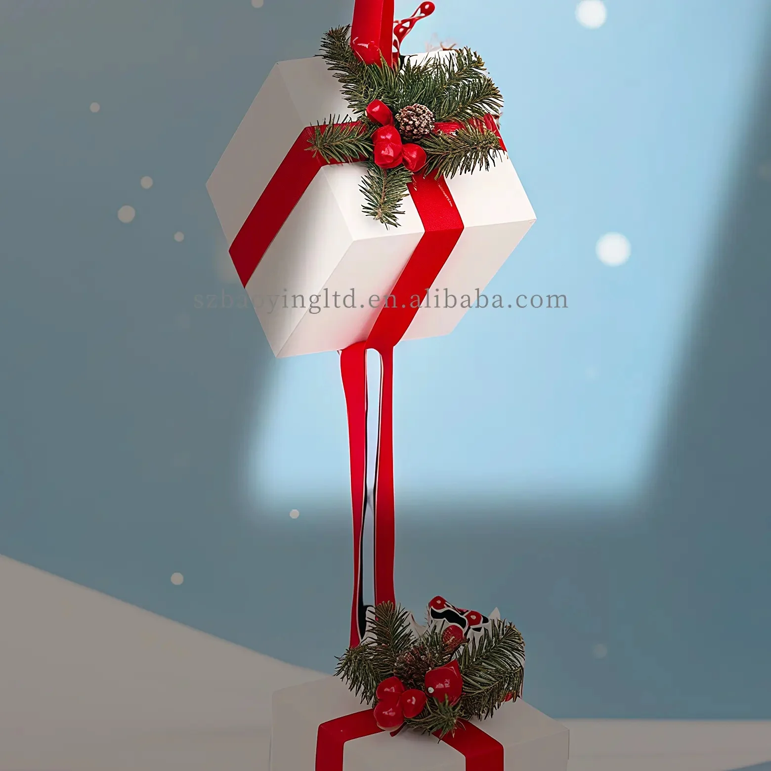 Fashion 130cm Christmas Cube Gift Box Hanging Decoration With Red Rope ...