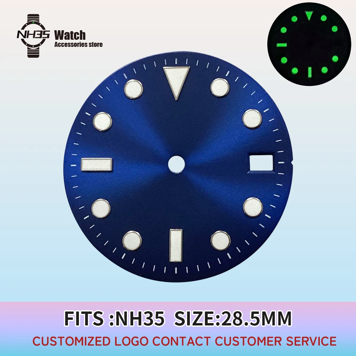 NH35 Dial Face for Seiko Mods - Sunburst 28.5MM Green Luminous